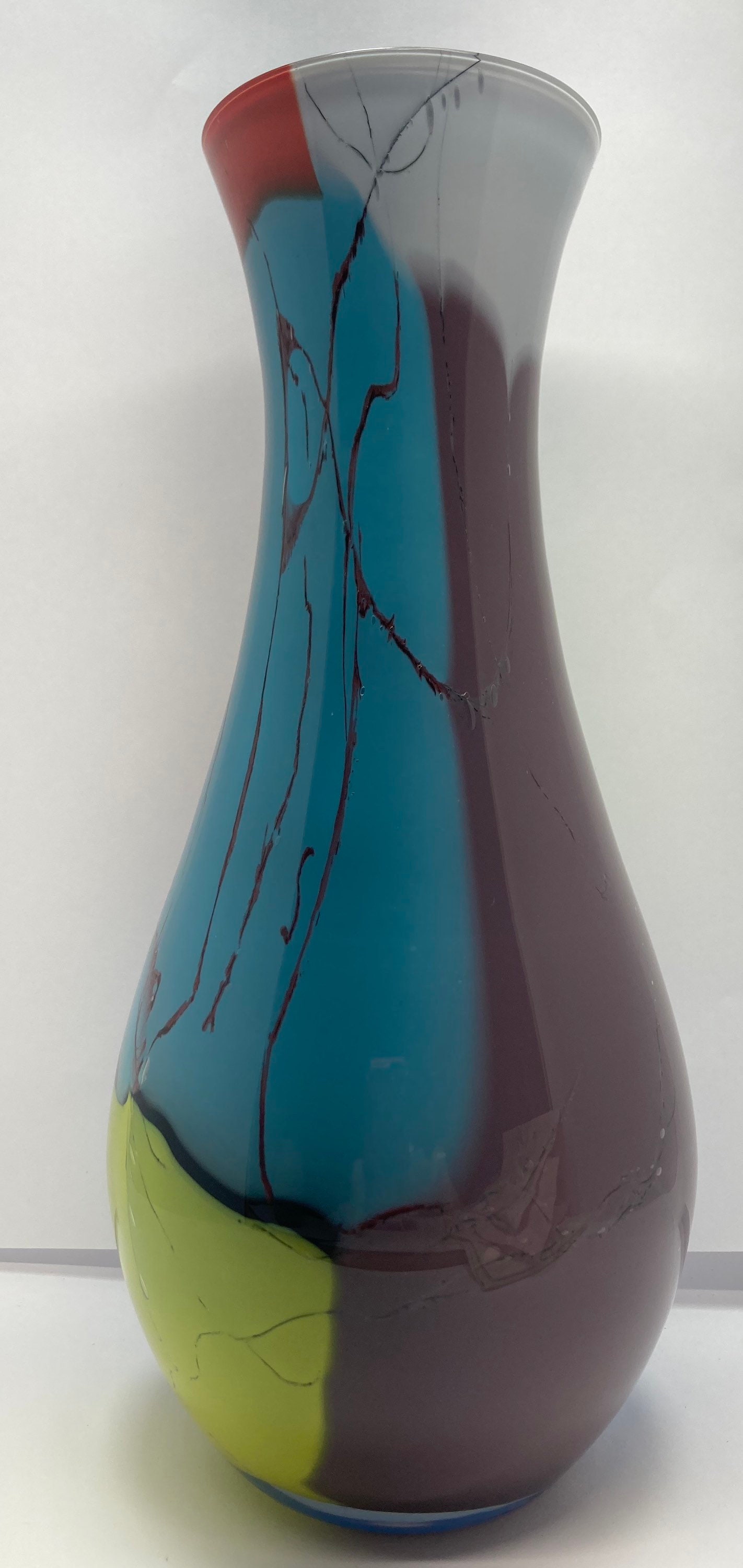 Seguso Signed Brazilian Murano Inspired Vase 10 3/4 Tropical Tonesfree ...