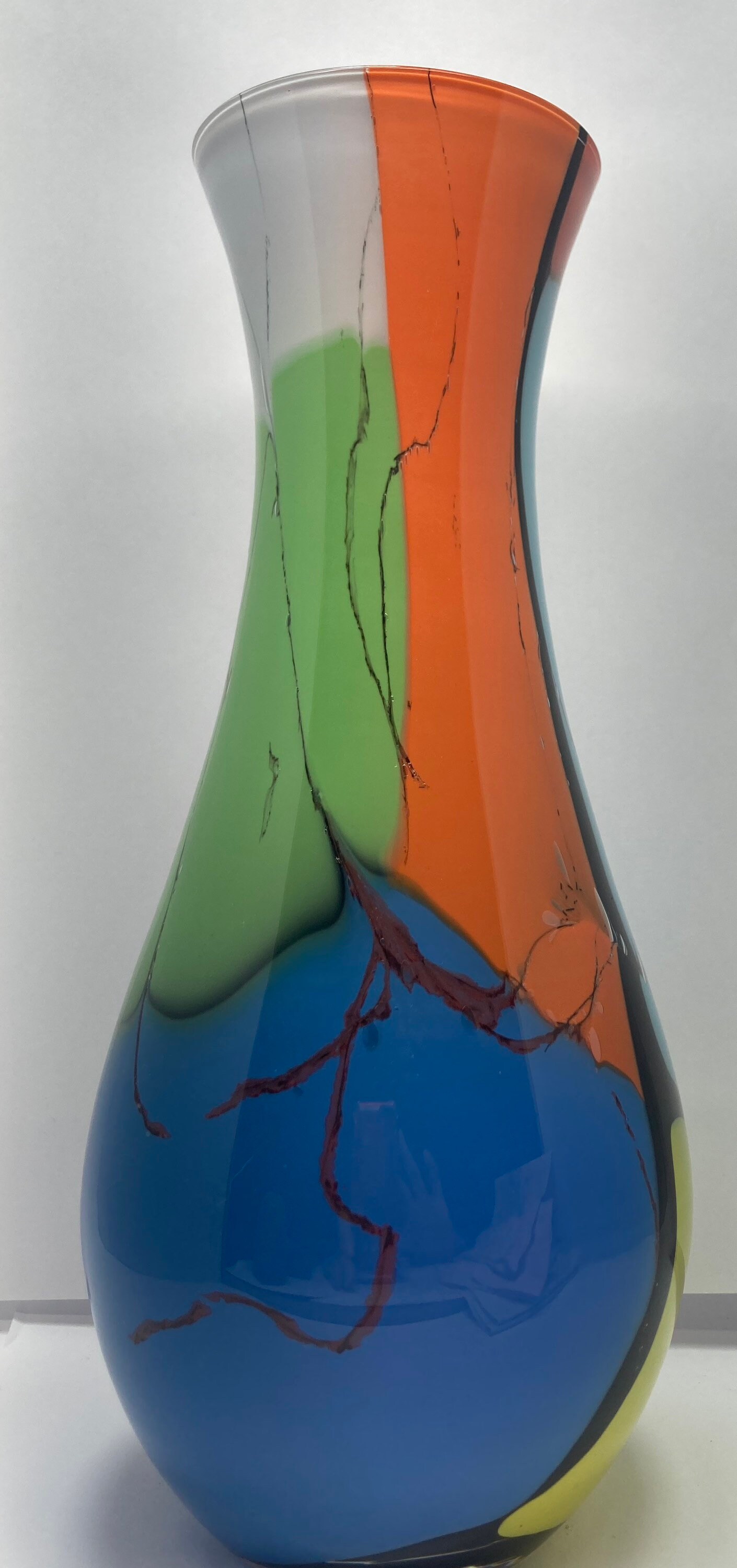 Seguso Signed Brazilian Murano Inspired Vase 10 3/4” Tropical Tones ...