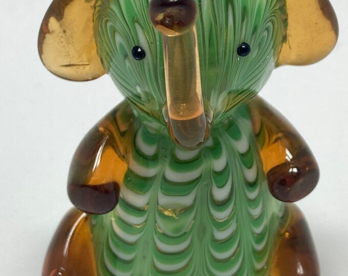 Lenox an Emerald Elephant Art Glass Handcrafted Accented With Colorfree ...
