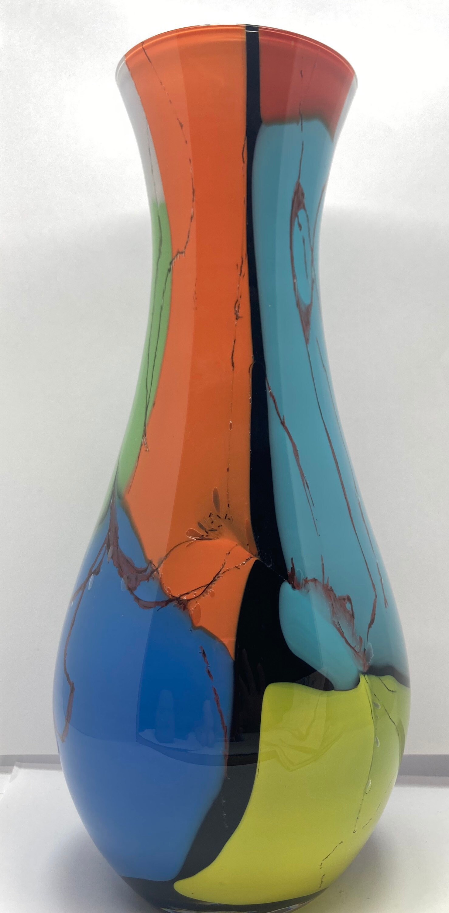 Seguso Signed Brazilian Murano Inspired Vase 10 3/4” Tropical Tones ...