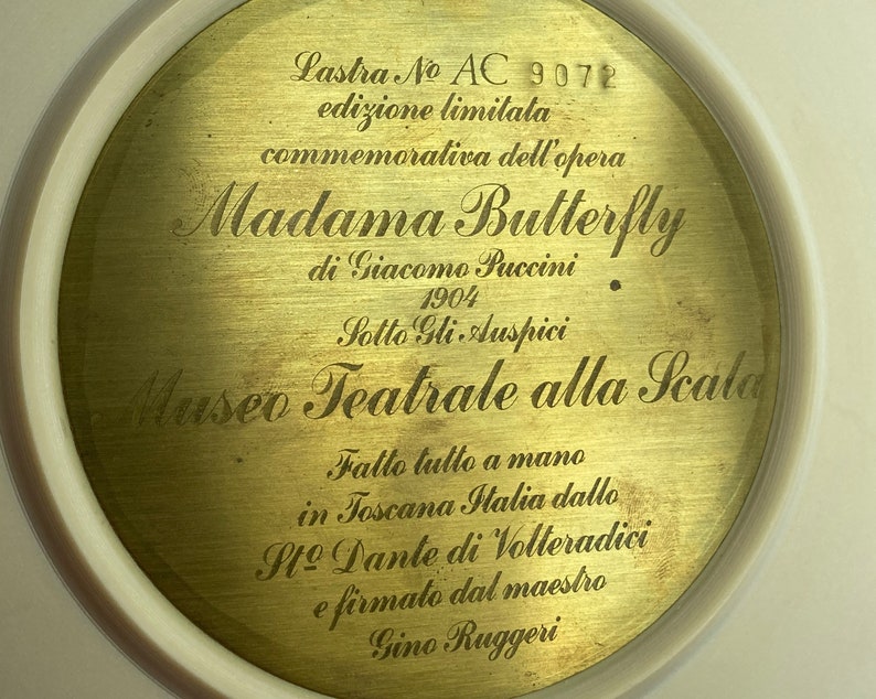Limited Edition 1977 Collectors Plate of the Opera Madama Butterfly ...