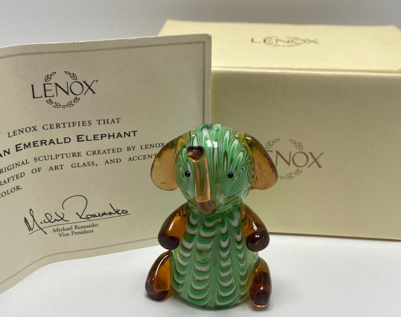 Lenox an Emerald Elephant Art Glass Handcrafted Accented With - Etsy