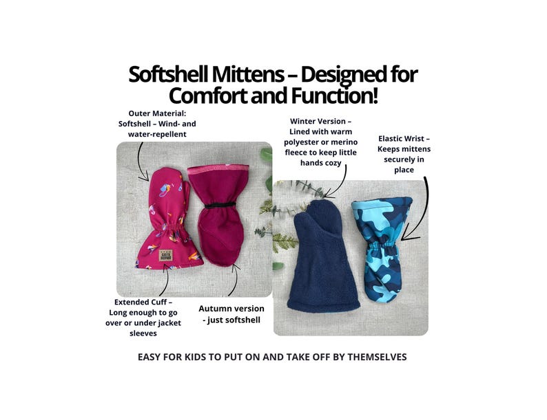 Reflective Wool Lined Mittens, Softshell Design, Extra Warm, Versatile ...