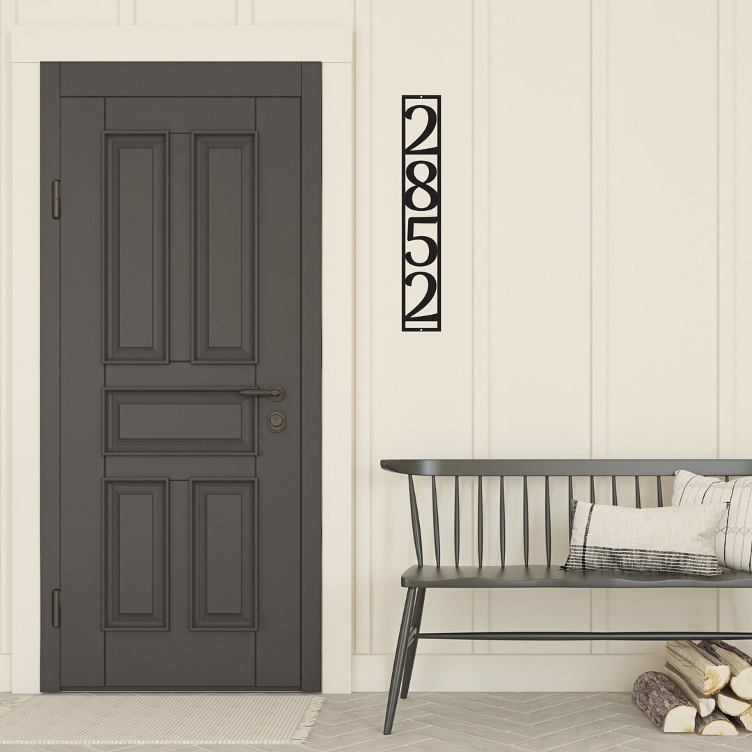 Vertical Metal House Number Sign: Modern Steel Address - Etsy