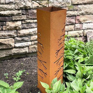 Rusted Metal Garden Column: Rustic Tree Sculpture Landscape Art - Etsy