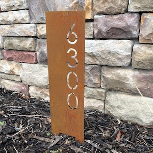Personalized Rusty Address Staked Sign | Custom House Numbers | Rusty ...