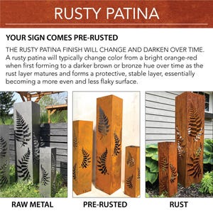 Rusted Metal Garden Column | Rusted Fern Garden Art | Rustic Sculpture ...
