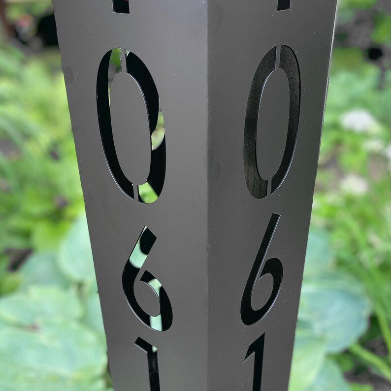 Modern House Number Column Sign: Tall Address Marker With Solar Light ...