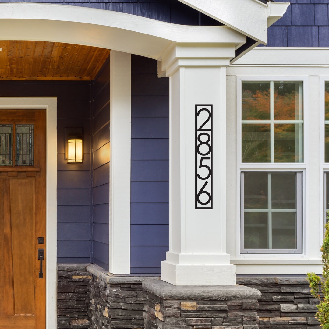 Modern Vertical Steel House Number Sign: Custom Address - Etsy