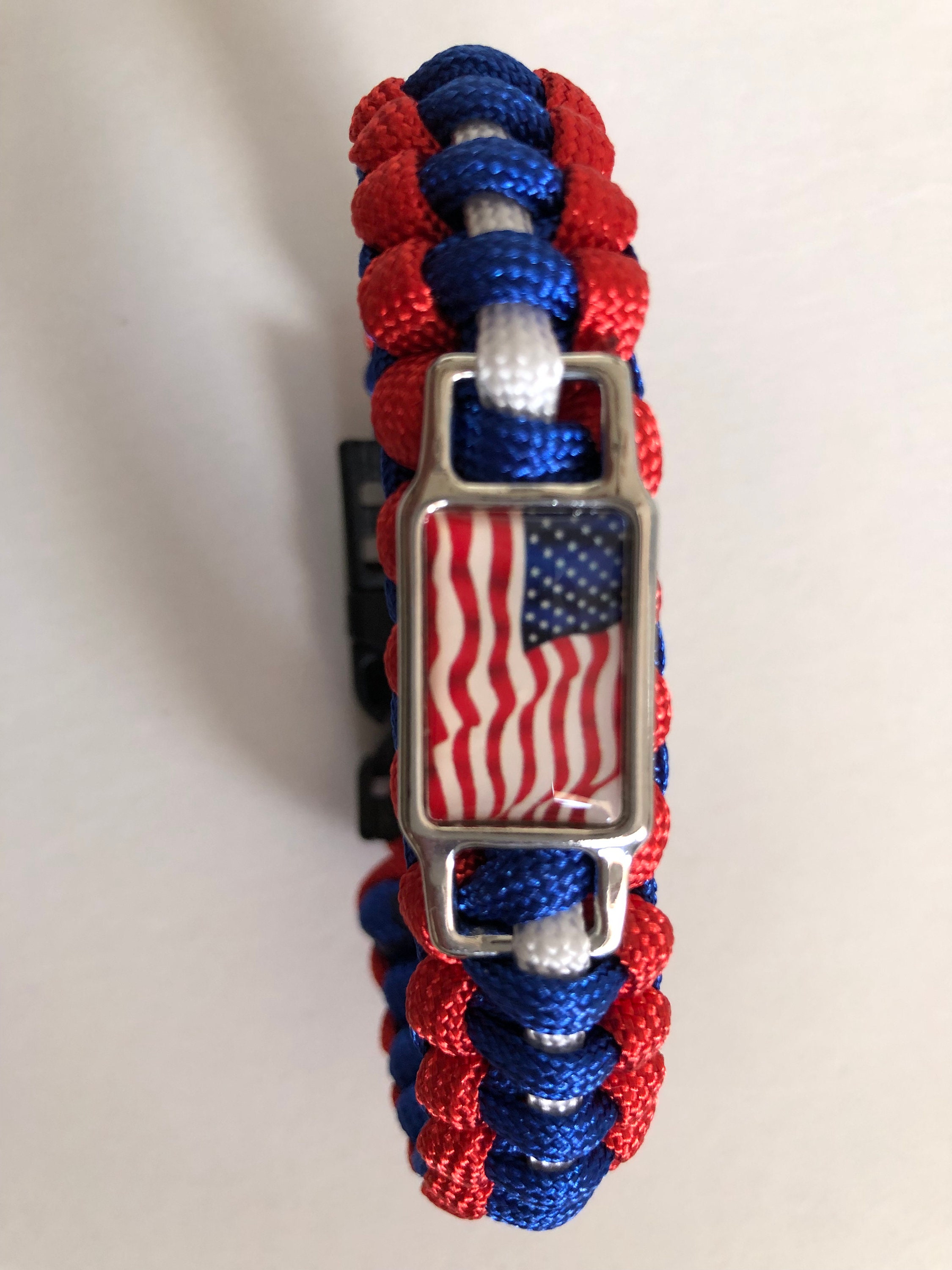 American Flag Red White and Blue Paracord Survival Bracelet 9'' - Etsy
