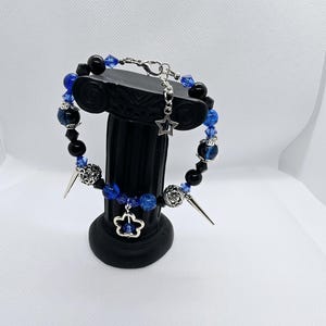 Alternative Style Edgy Goth Blue and Black Spike and Flower Charm ...