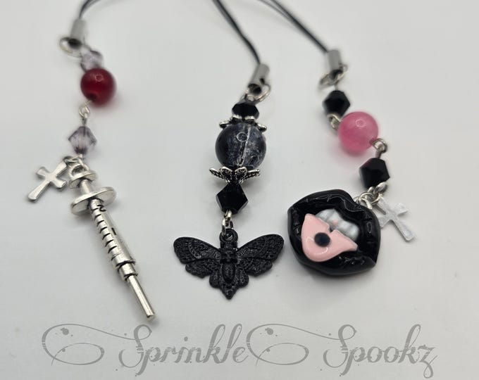 Dark Blue and Black Goth Phone Charms - Etsy