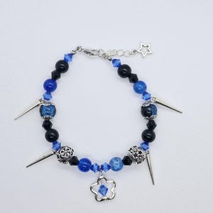 Alternative Style Edgy Goth Blue and Black Spike and Flower Charm ...
