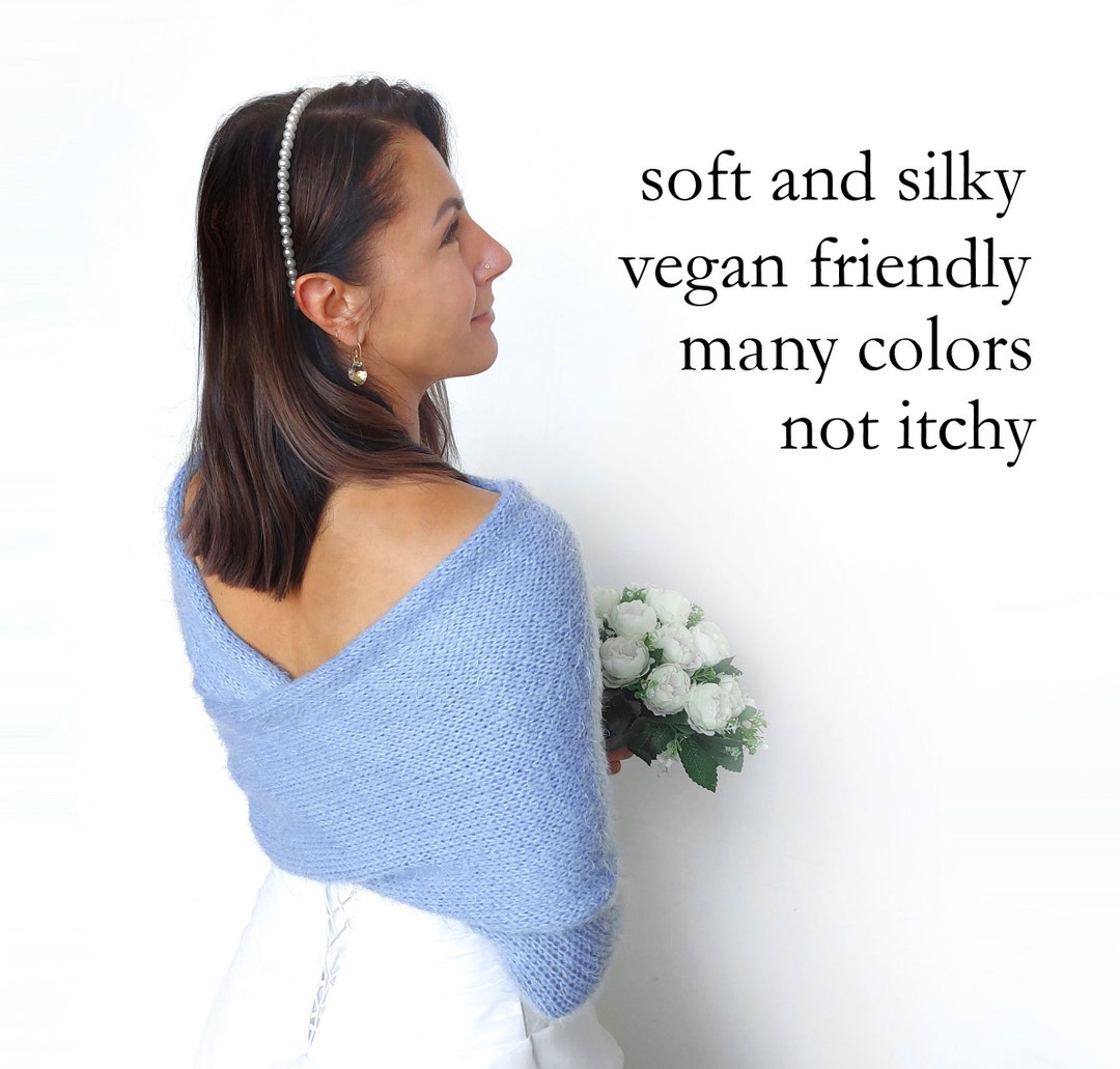 Light Blue Knitted Soft Bridal Shrug: Knit Wedding Bolero Jacket for ...