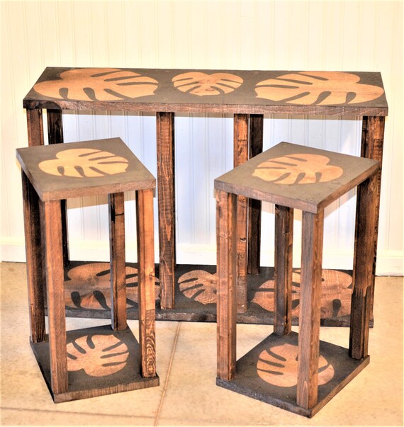 Monstera Plant Stand With 2 Side Stands - Etsy