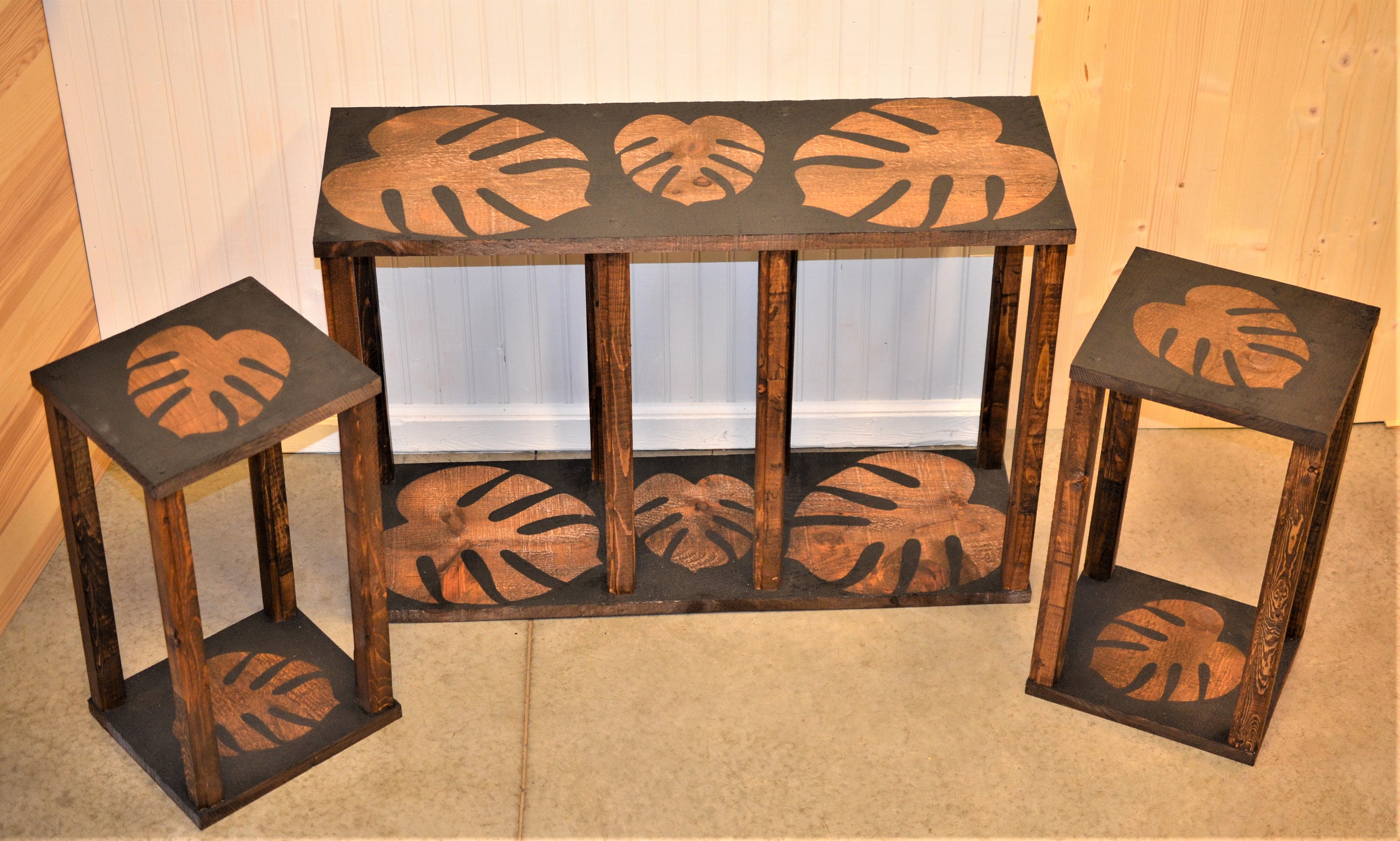 Monstera Plant Stand With 2 Side Stands - Etsy