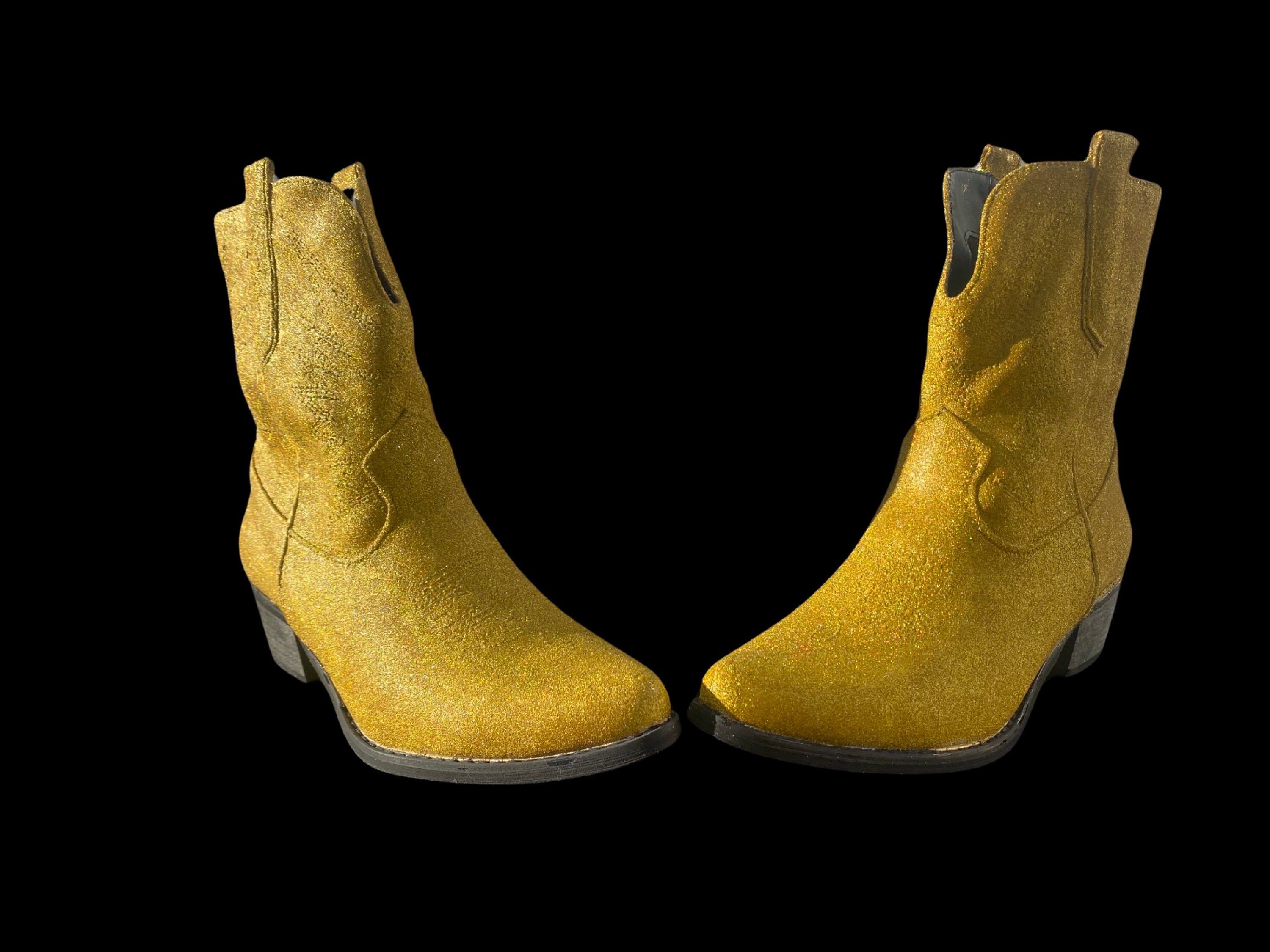 Custom Gold Glitter Disco Boots. Hand Made Hand Painted Womens Booties ...