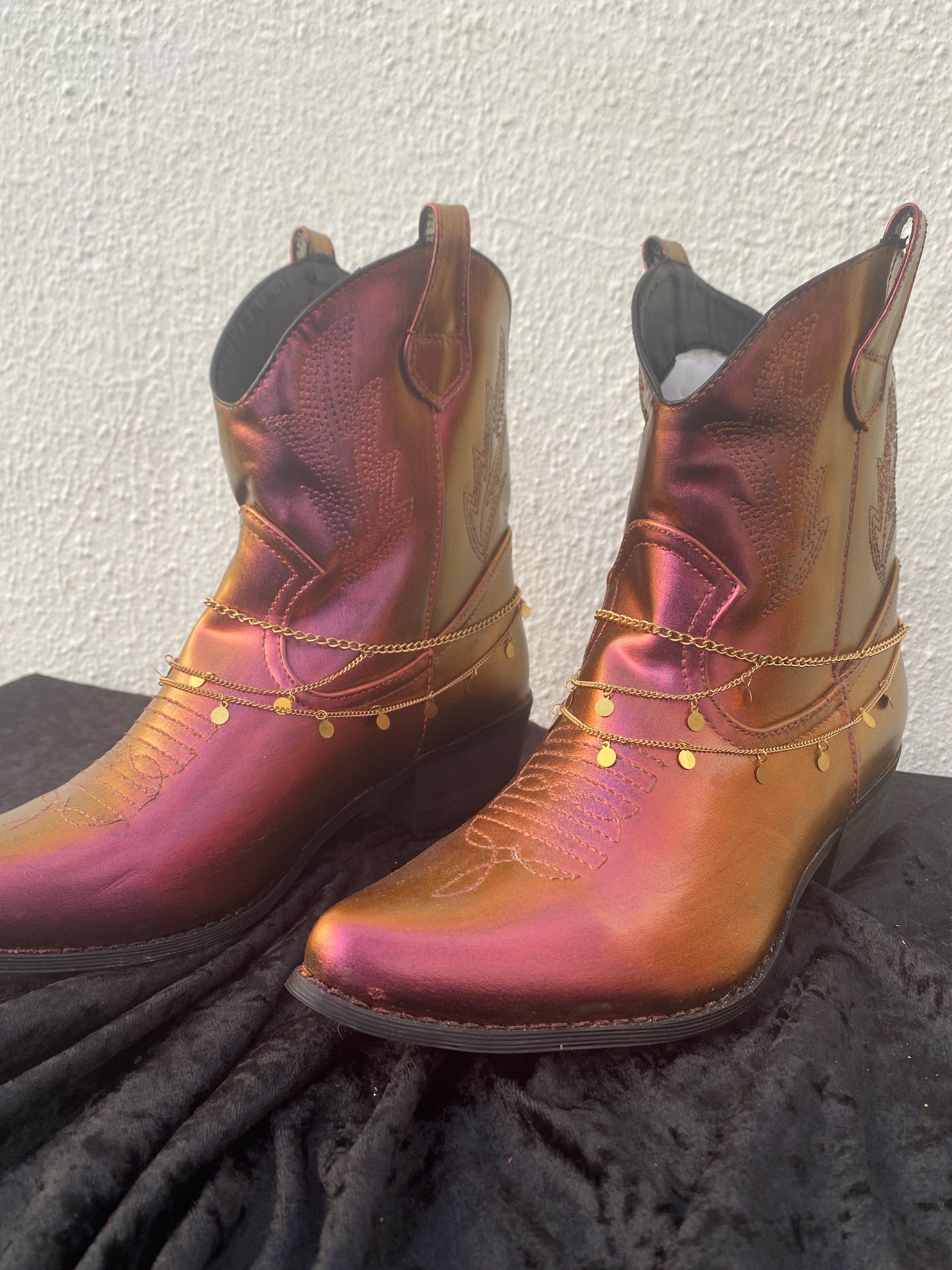 Disco Boots Hand Painted Cowboy Boots. Chrome Color Shifting Changing ...