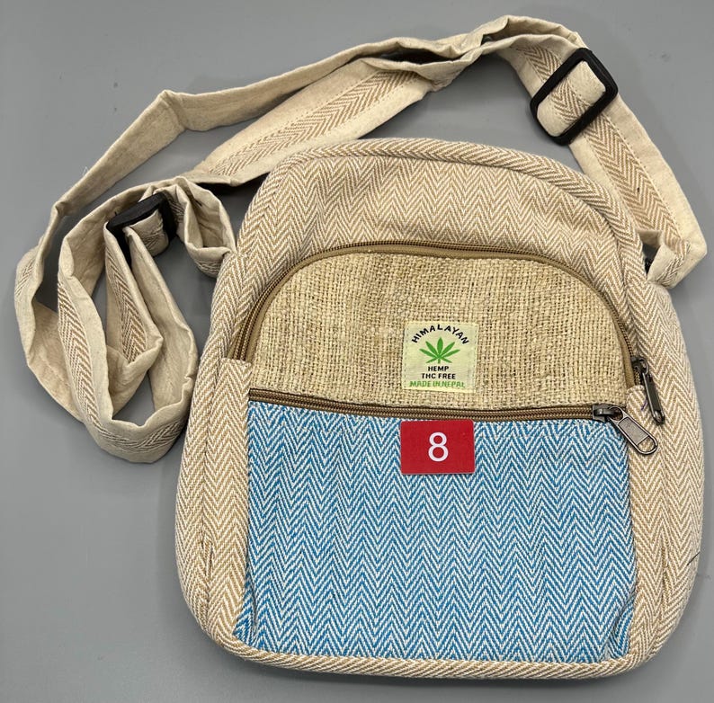 LARGE Hemp Purse Crossbody Messenger Bag Market Travel Beach Zipper ...