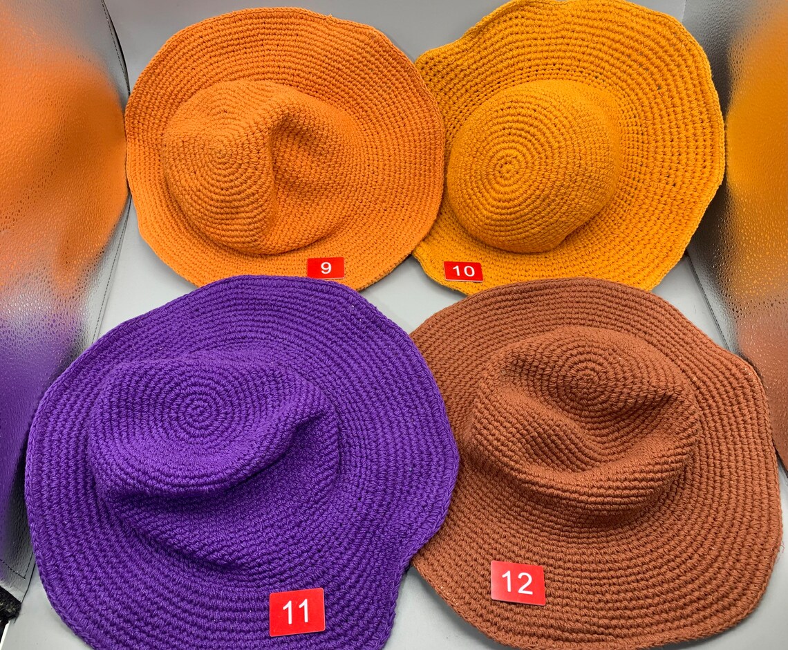 Hemp or Cotton Hat Bendable Rim Crochet Straw Beach Sun Travel - Etsy