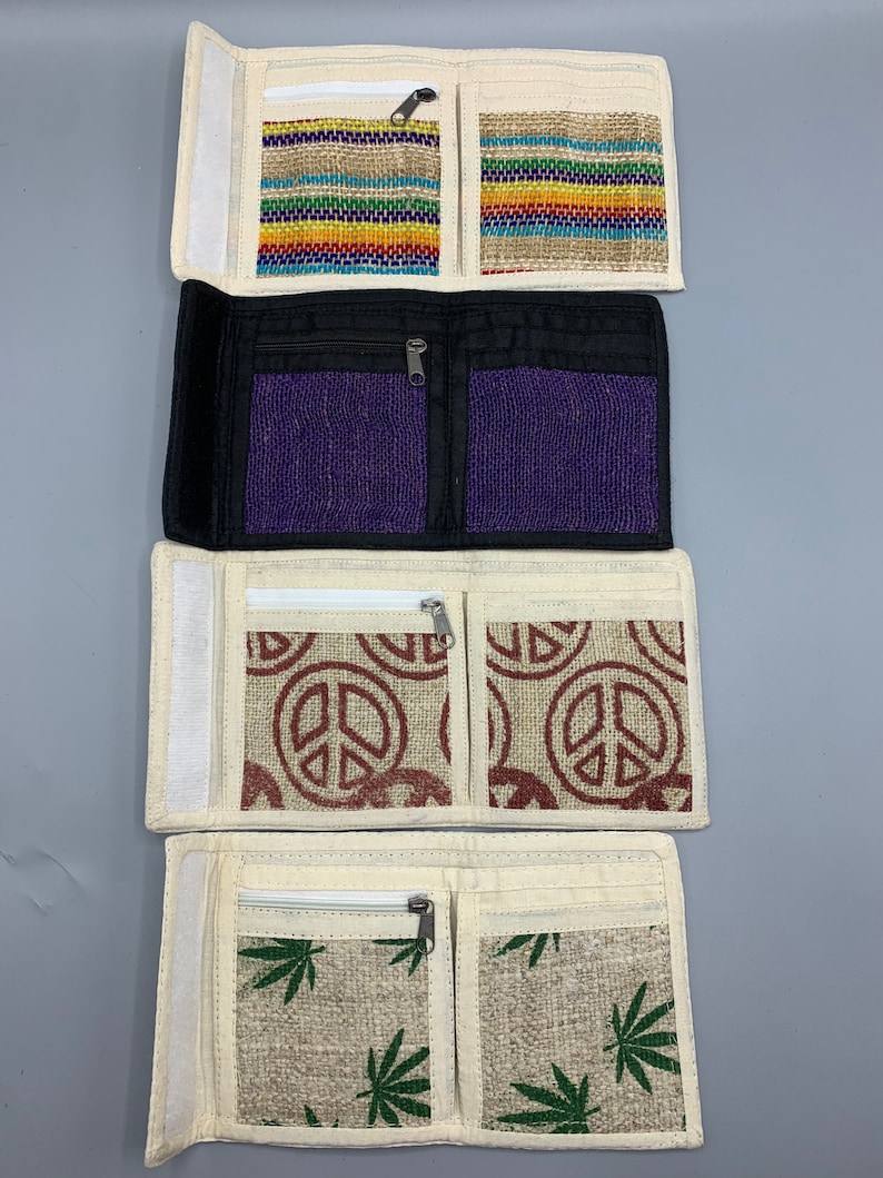 Hemp Wallet Mens Bi Fold Wallet Hemp Leaf Peace Sign Stripes - Etsy
