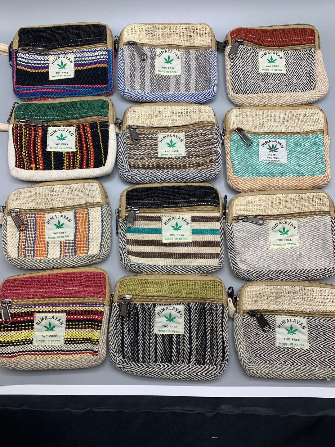 Hemp Coin Purse Wallet Pouch FREE FAST SHIPPING Inner Cotton Lining Two ...