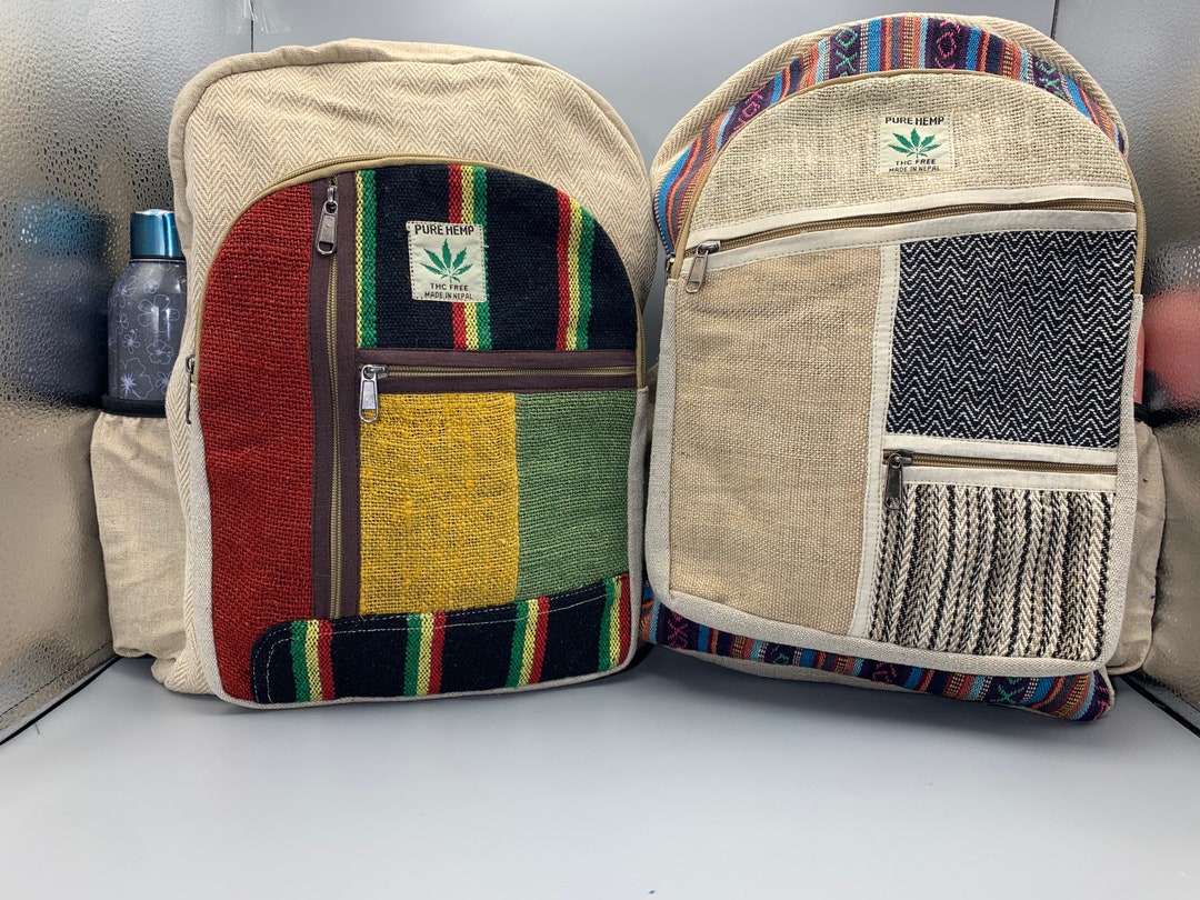 Large Hemp Backpack Rucksack Heavy Duty Laptop Book School Bag Sling ...