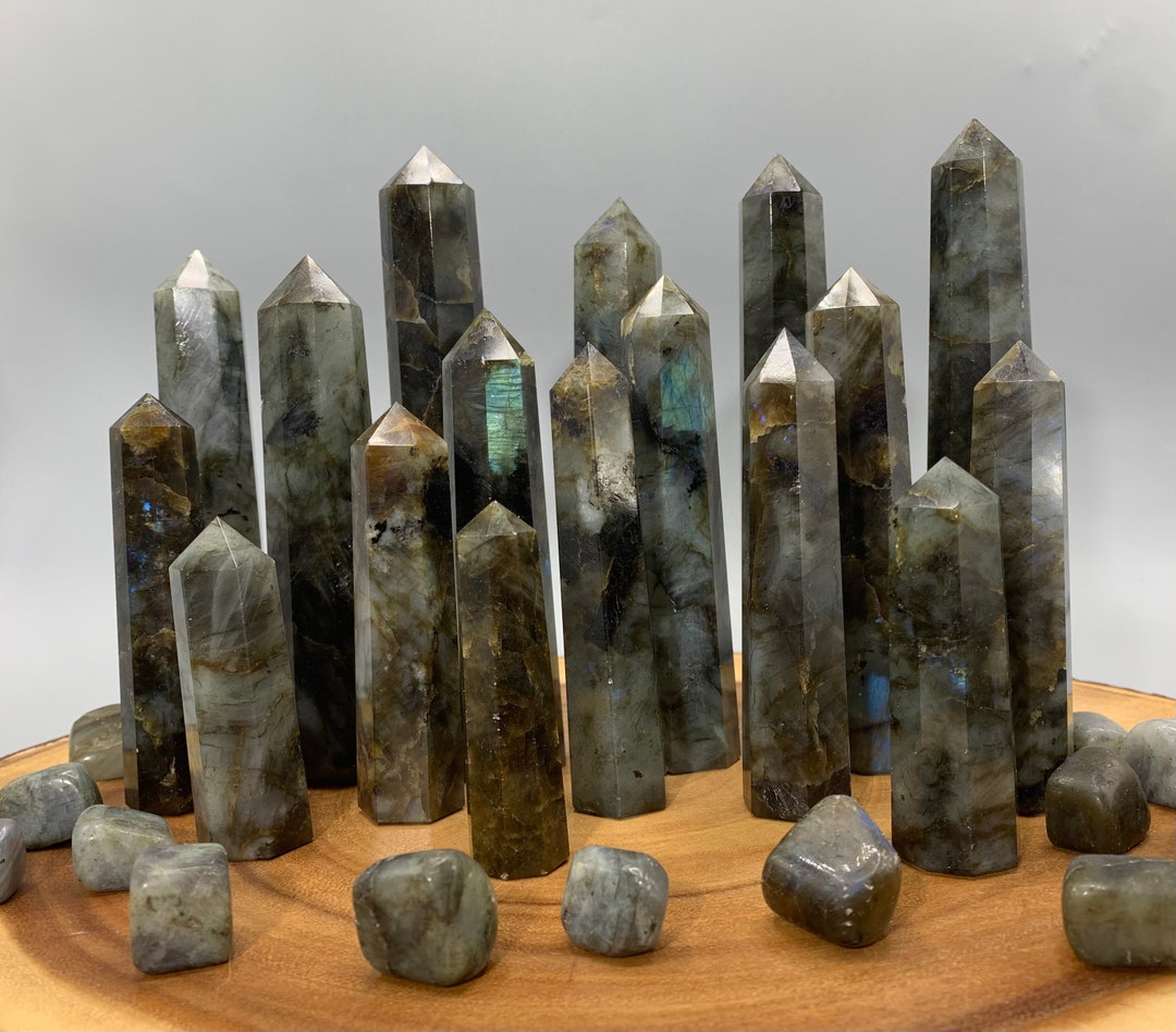 Labradorite Tower Obelisk Point Wand Crystal Natural Stone Free Tumbled ...