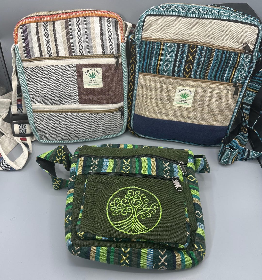 Large Hemp Purse Crossbody Messenger Bag Market Travel Beach Zipper ...
