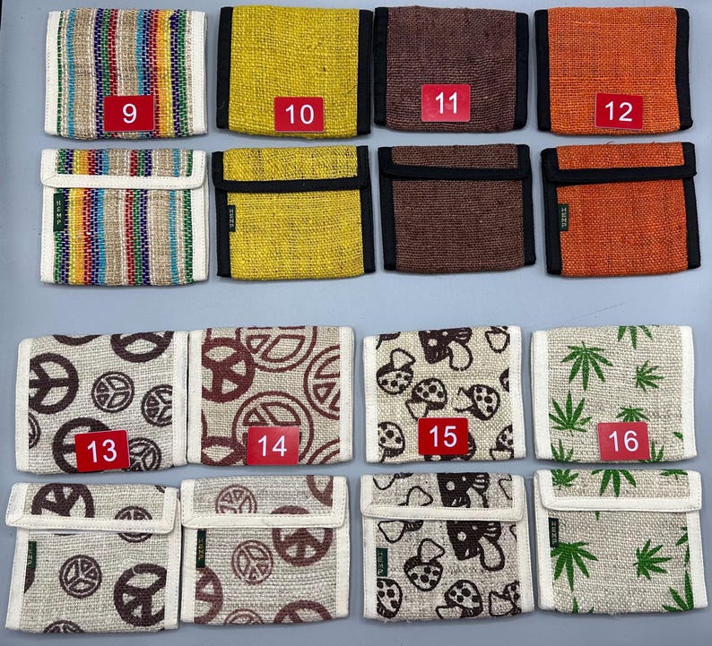 Hemp Wallet Bi Fold Velcro 100% Hemp Zipper Pocket Tie Dye Peace ...