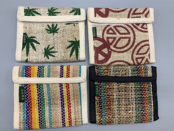 Hemp Wallet Mens Bi Fold Wallet Hemp Leaf Peace Sign Stripes - Etsy