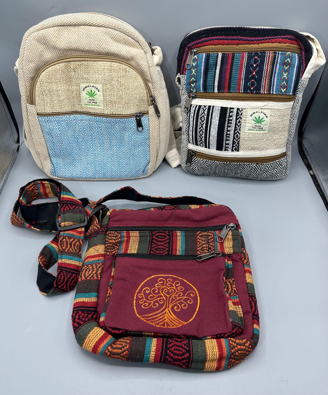 LARGE Hemp Purse Crossbody Messenger Bag Market Travel Beach Zipper ...