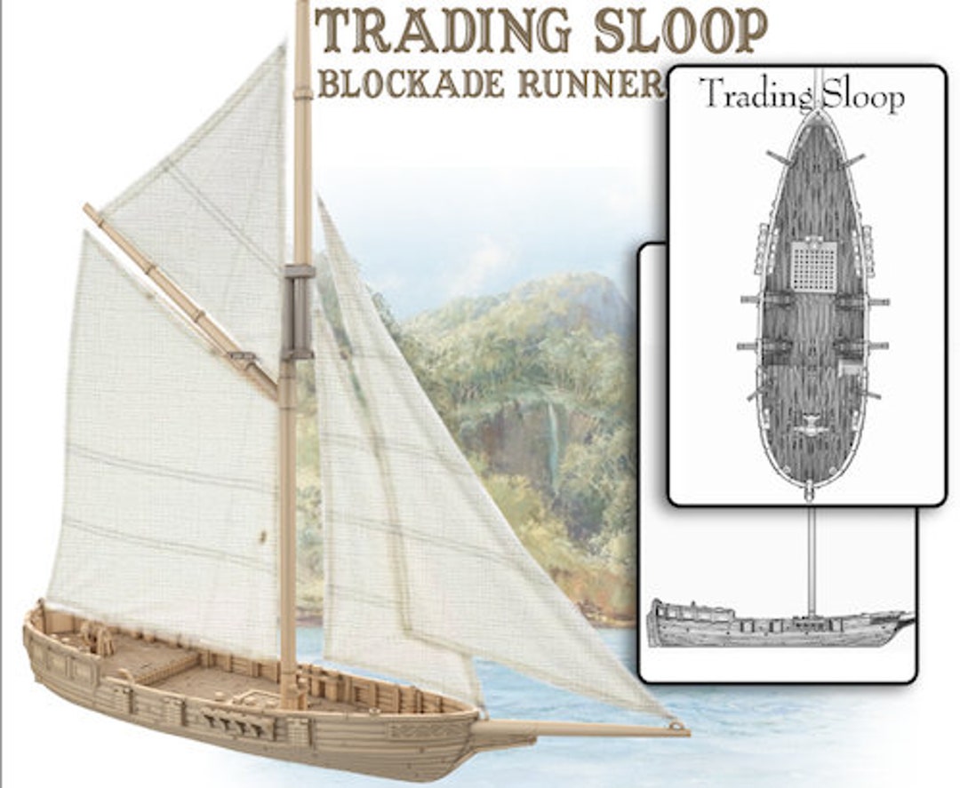 Trading Sloop 28MM Treasure Island 3D Printed Fantasy Tabletop ...