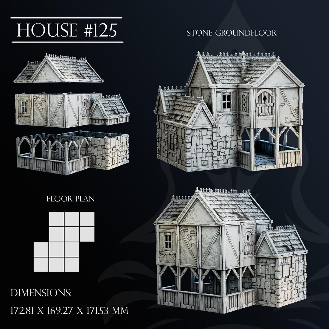 House 125 - 28/32mm | Tabletop Townscapes | 3D Printed Tabletop Fantasy ...