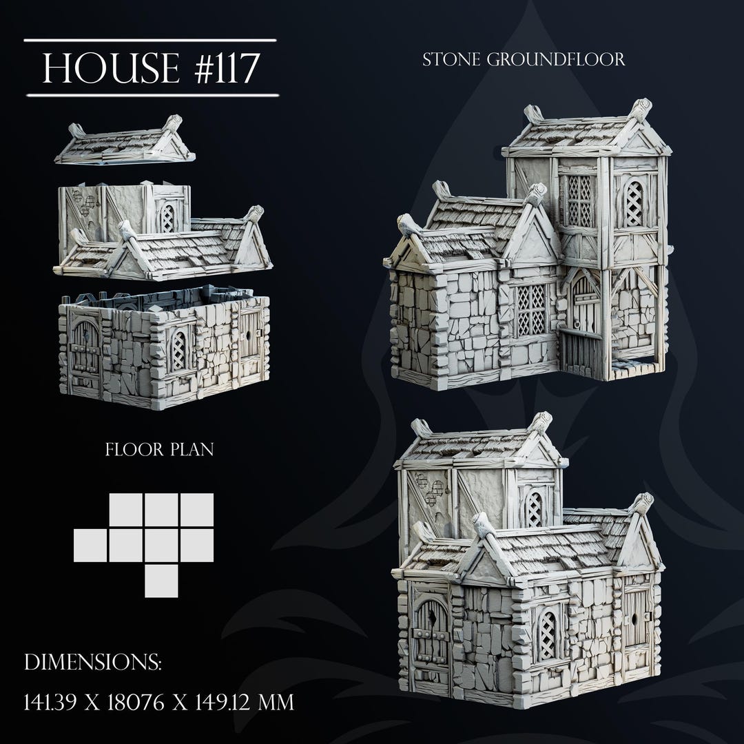 House 117 - 28/32mm | Tabletop Townscapes | 3D Printed Tabletop Fantasy ...
