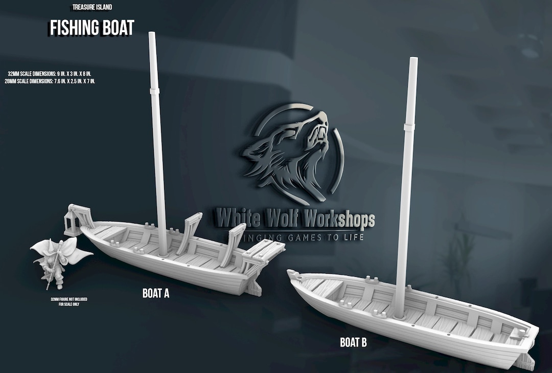 Fishing Boat 28/32mm | Custom-crafted Fantasy Ship Model for Tabletop ...