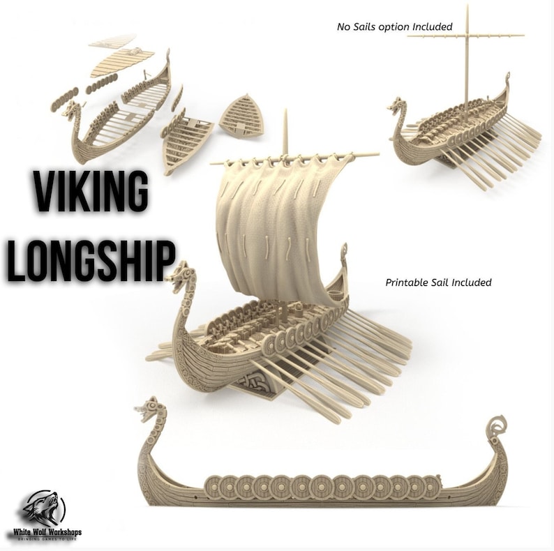 Viking Longship V.2 28/32MM | Custom-crafted Fantasy Ship Model for ...