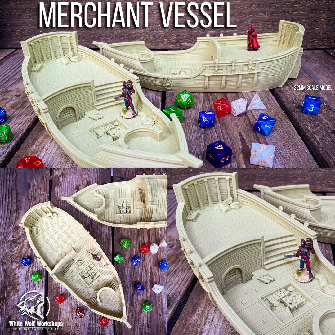 Merchant Vessel - 28/32mm | Custom-crafted Fantasy Ship Model for ...