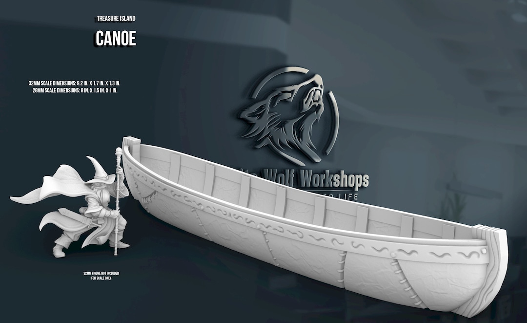 Canoe 28/32mm | Custom-crafted Fantasy Ship Model for Tabletop Rpgs ...