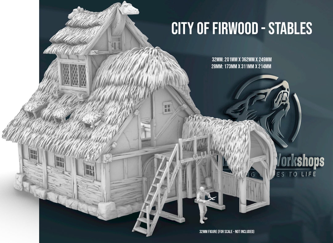 Firwood Stables 28/32mm | Custom-crafted Fantasy Model for Tabletop ...