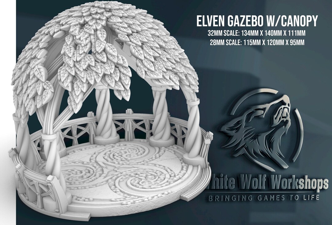 Elven Gazebo W/ Canopy Dungeons & Dragons Tabletop Gaming Elven Terrain ...