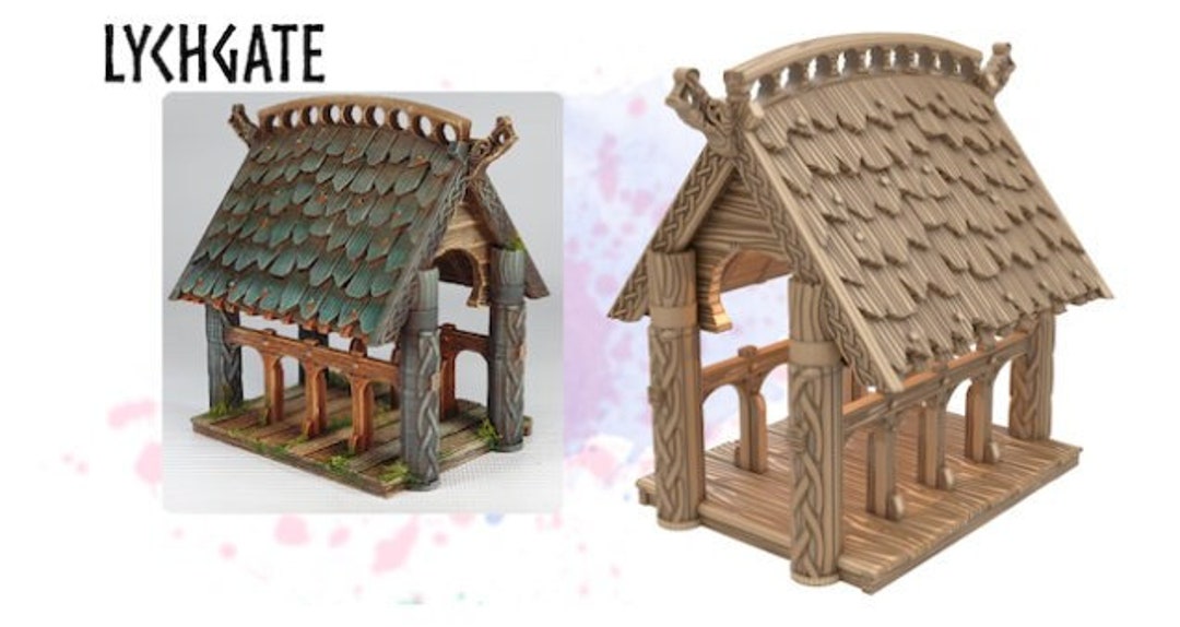 Viking Village Lychgate 15/28/32MM 3D Printed Fantasy Tabletop Gaming ...