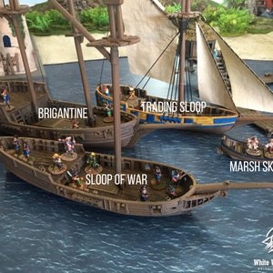 Trading Sloop 28/32MM | Custom-crafted Fantasy Ship Model for Tabletop ...