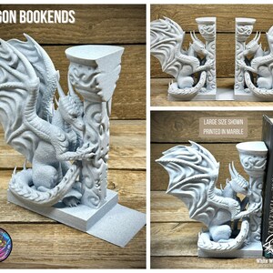 Dragon Bookends | 3D Printed Tabletop Fantasy Role Play RPG Gaming ...