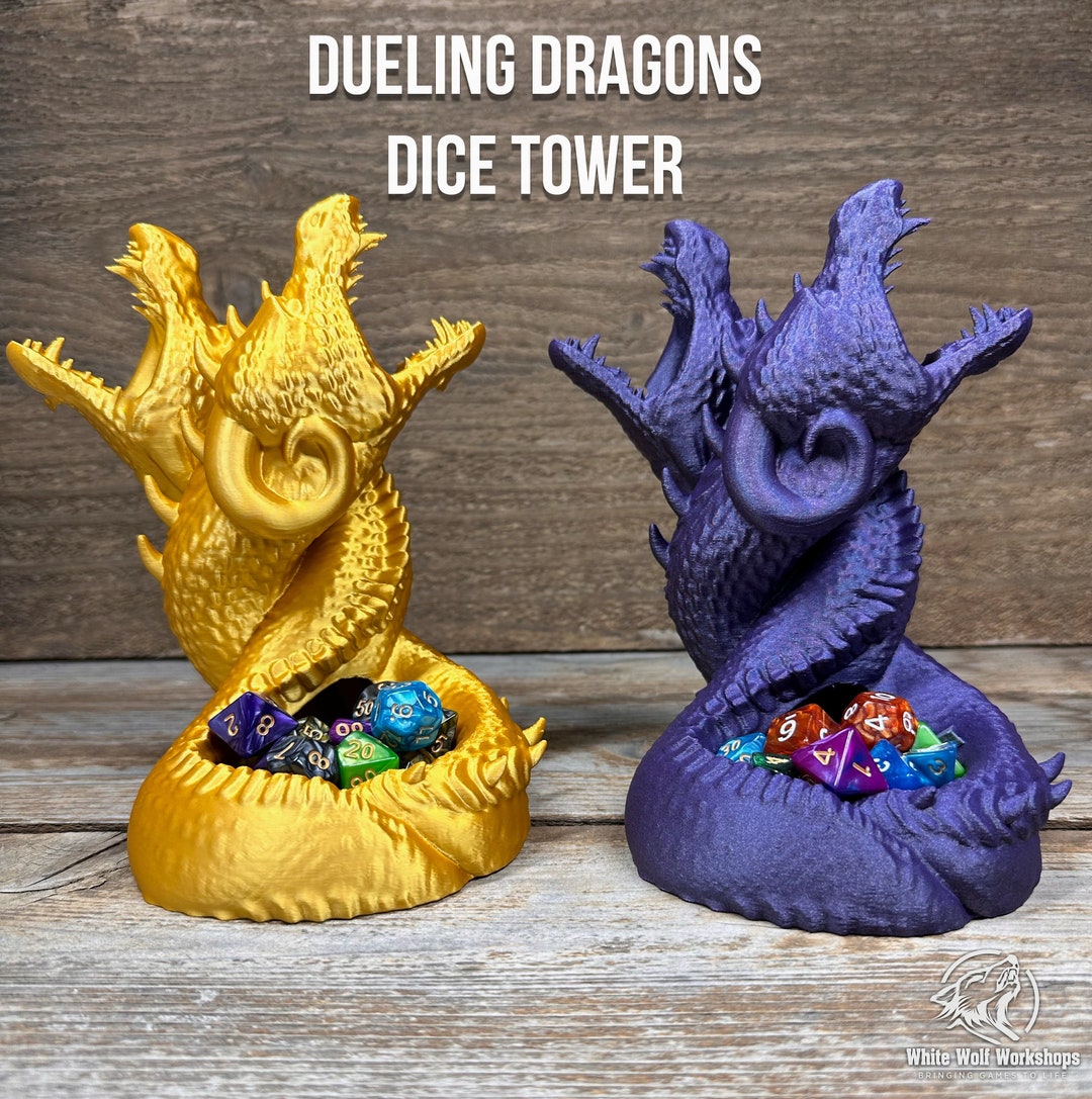 Dueling Dragons Dice Tower | 3D Printed Tabletop Fantasy Role Play RPG Gaming Props - Dungeons ...