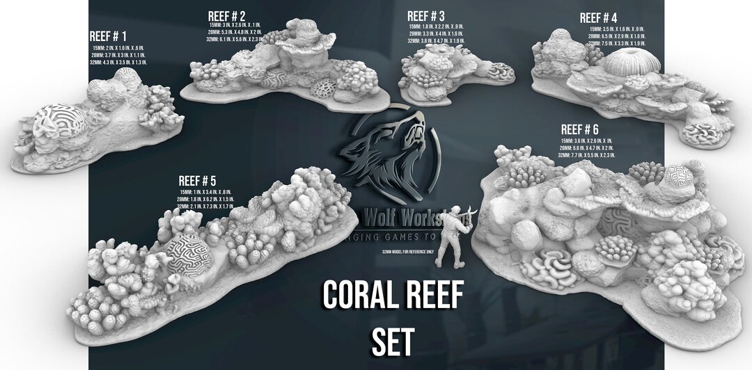 Coral Reef Set 28/32MM | Treasure Island | 3D Printed Fantasy Tabletop ...