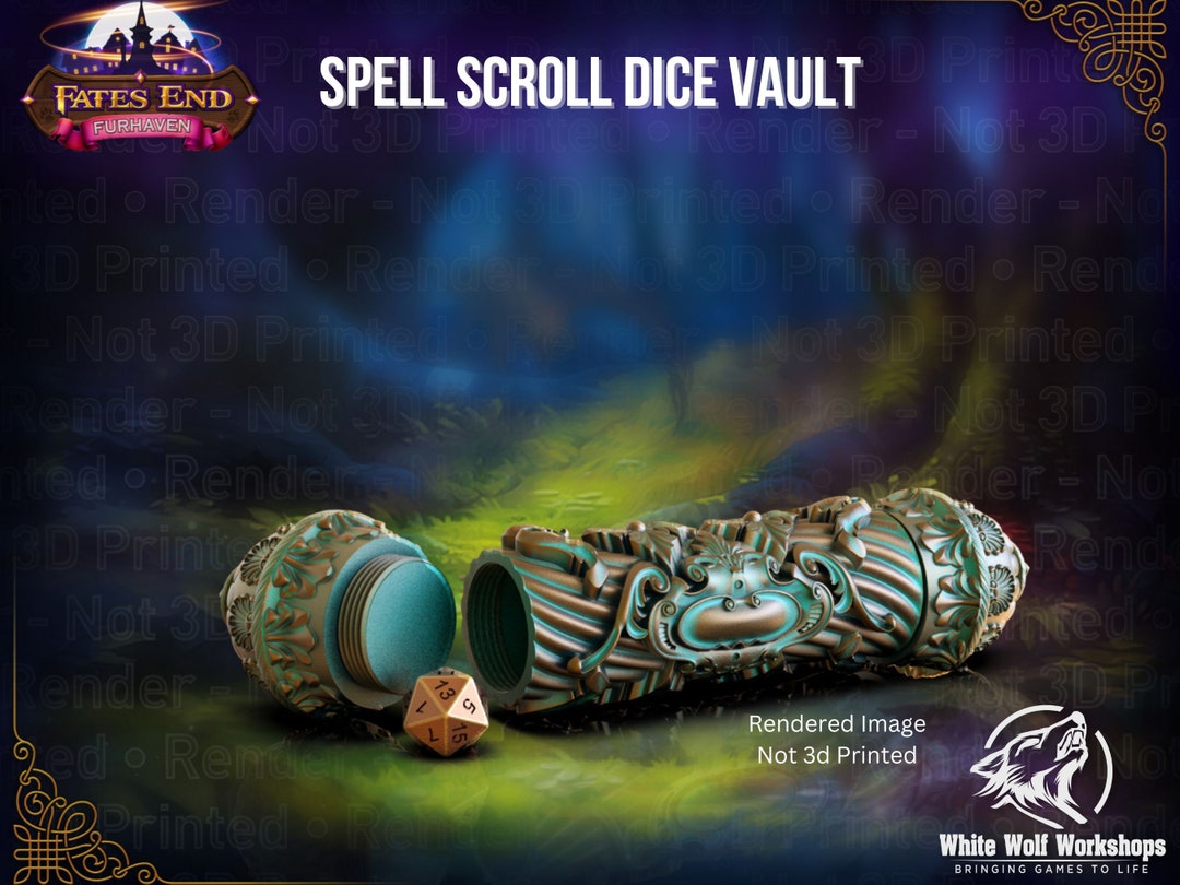 Spell Scroll Dice Box Vault | Custom-crafted Fantasy Dice Storage for ...