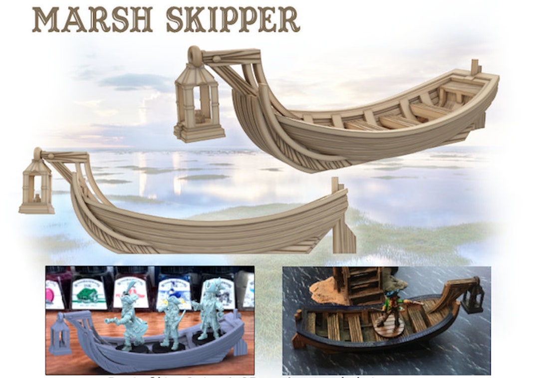 Marsh Skipper 28/32mm | Custom-crafted Fantasy Ship Model for Tabletop ...