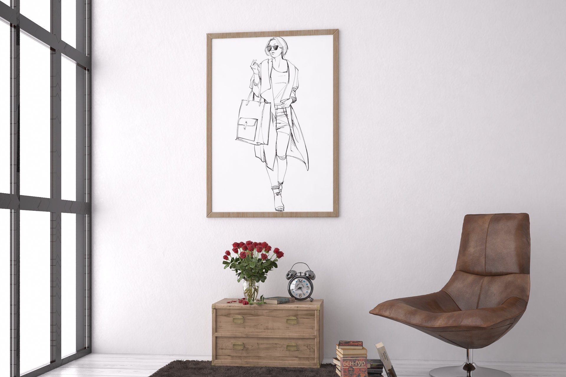 Fashion Model Sketch Wall Art, Digital Download, Girl Apparel Wall ...