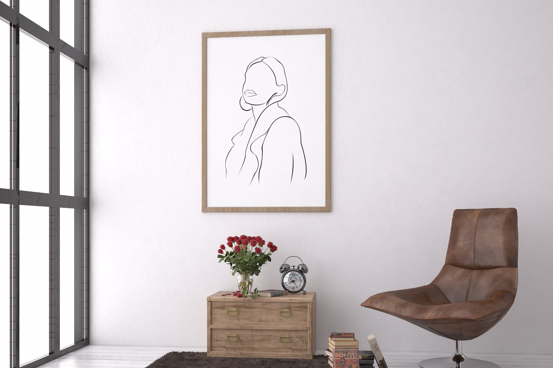 Elegant Woman Sketch Wall Art, Digital Download, Line Art Woman Print ...